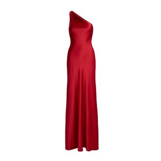 Ralph Lauren Robe Longue Asym&eacute;trique &agrave; Une &Eacute;paule - Femme - Robes - Rouge - Taille: 38 FR