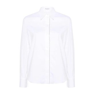 Brunello Cucinelli Wei&szlig;e Baumwollhemd mit Vorderverschluss - - Blouses & Shirts - Damen - Wei&szlig; - L