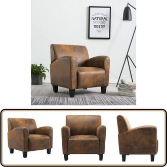 vidaXL Sessel Braun Wildleder-Optik - Relaxsessel - Wildleder Optik - Wohnzimmersessel - Sessel Braun - Gemütlicher Sessel