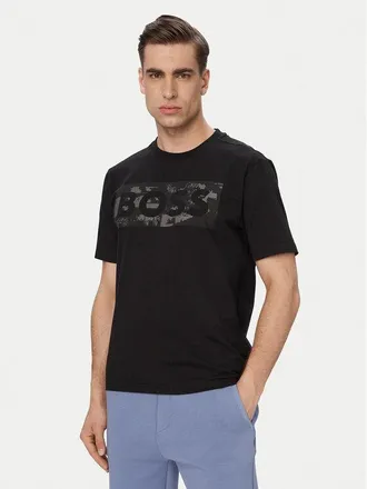 HUGO BOSS T-Shirt Ts Globe Logopattern 50559363 Schwarz Regular Fit