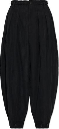 Yohji Yamamoto Random Stripe Hem Tab Wide Tuck Pants - - Trousers - Herren - Schwarzk - M