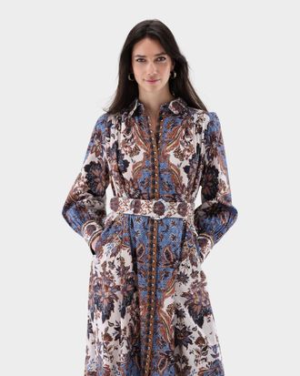 van Laack Midikleid mit platziertem Boho-Print