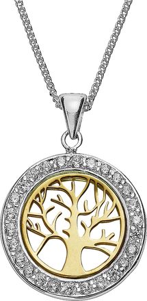 Zeeme Silber Halskette Silber 925 zweifarbig mit Lebensbaum-Motiv