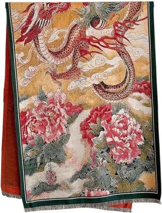 GFM Foulard Ch&acirc;le Style Pashmina Texture Cachemire Femme Automne Hiver No&euml;l (FRLSHL-CC), dragon, L
