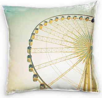 Paul Sinus Art k&uuml;nstlerische Fotografie, Riesenrad, Gelbstich Deko Kissen 40x40cm f&uuml;r Couch Sofa Lounge Zierkissen - Dekoration zum Wohlf&uuml;hlen