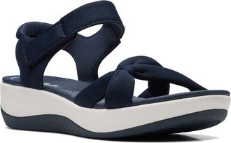 Clarks Damen Arla Shore flache Sandale, Marineblaues Textil, 37.5 EU