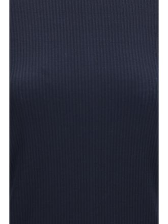 Max Mara Womens Long-Sleeve Ribbed Sweater Navy Blue Lyocell Tops Top