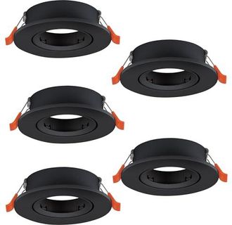 Eglo 5er Set Einbaustrahler Barranco, Spot Deckenleuchte schwenkbar, runder Einbauspot ohne Leuchtmittel, Deckenstrahler aus schwarzem Kunststoff, GU10 Fas