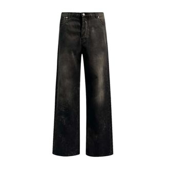 John Richmond Homme, Jeans, Noir, Taille: W34 Jean large regular d&eacute;lav&eacute;