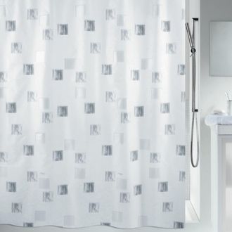 Spirella Textil-Duschvorhang Milano Silber 180 x 180 cm