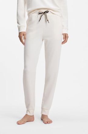 HUGO BOSS Relaxhose BOSS CP Stripe_Pants Cuff, Damen, Gr. XS, N-Gr, wei&szlig; (open wei&szlig; 118), Sweatware, Obermaterial: 46% Baumwolle, 46% Lyocell, 8% Polyamid, Basi