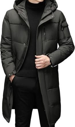 Generic Manteaux pour homme Long manteau dhiver &agrave; capuche isol&eacute; &eacute;pais et chaud style parka, Vert, 3XL