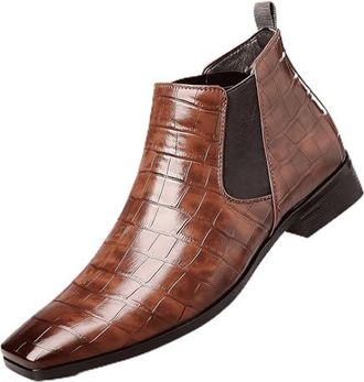 Generic Bottes Chelsea pour Homme Bottines en Cuir Confortables &Agrave; Enfiler pour Les Occasions D&eacute;contract&eacute;es Et Formelles,Marron,44.5 EU