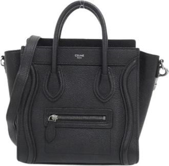 Celine Pre-owned Luggage Nano Shopper Calf Handbag - Femme - Pre-owned - Noir - Taille: ONE Size