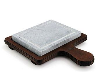 Bisetti Cooking Stone, rechteckig, 16 x 20 cm, Basis aus Holz