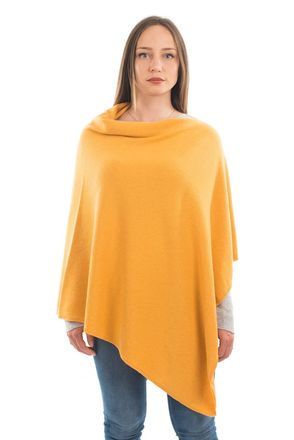 DALLE PIANE CASHMERE Poncho aus Kaschmir-Gemisch - Made in Italy - Damen, Farbe: Gelb, Einheitsgr&ouml;&szlig;e