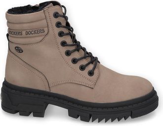 Dockers by Gerli Damen Combat Boots, Frauen Stiefeletten,warm gefüttert,uebergangsschuhe,uebergangsstiefel,schnürstiefel,Taupe,40 EU