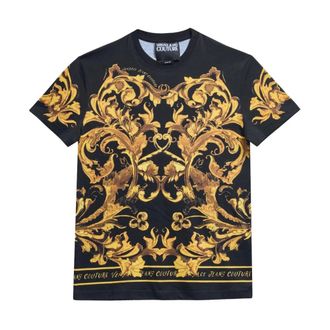 Versace Jeans Couture Homme, Tops, Noir, Taille: 2XL Baroque Panel T-shirt