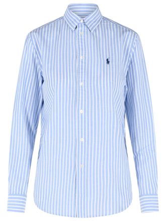 Polo Ralph Lauren Chemise en coton m&eacute;lang&eacute; &agrave; rayures bleu clair