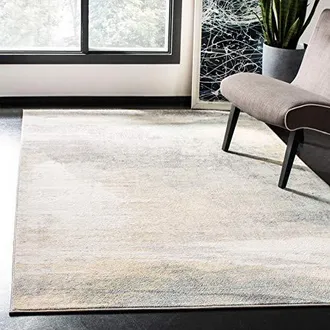 Safavieh Abstrakt Teppich für Wohnzimmer, Esszimmer, Schlafzimmer - Jasper Collection, Kurzer Flor, Grau und Gold, 90 x 150 cm