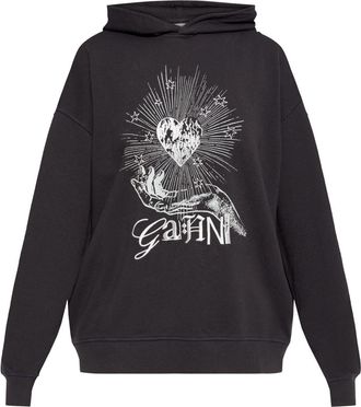Ganni Hoodie mit grafischem Print - Grau