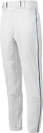 Mizuno Adult Mens Premier Piped Baseball Pant, White-Royal, Large