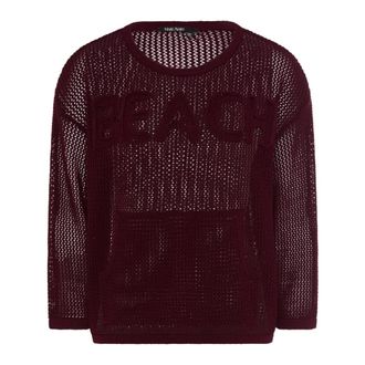 Marc Aurel Mesh Baumwollpullover mit K&auml;ngurutasche - - Knitwear - Damen - Rot - S