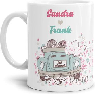 Tassendruck Tasse zur Hochzeit PERSONALISIERT mit Wunschnamen - Just Married - Hochzeitsgeschenk/Erinnerung Hochzeitstag - Hochzeitsgeschenk/Erinnerung Hochzeitst