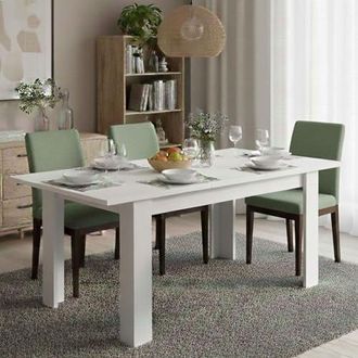 Dmora Ausziehbarer Midland-Tisch, ausziehbare Konsole f&uuml;r Esszimmer, zu &ouml;ffnender K&uuml;chentisch mit Verl&auml;ngerung, 140/190 x 90 x 78 cm, Wei&szlig;