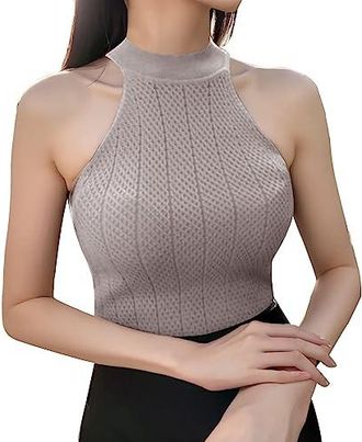 Generic D&eacute;bardeurs habill&eacute;s tendance pour femme - Col haut - Ample - Basique - Sans manches - Coupe ample - Pour l&eacute;t&eacute; 2025 - D&eacute;contract&eacute; - Coupe ajust&eacute;e - Cou