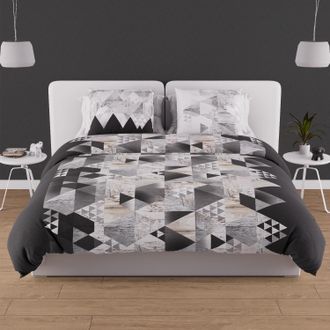 Soleil d'Ocre Nordisch, Satz, Abdeckung von Tröster, Baumwolle, Grau, 220 x 240 cm