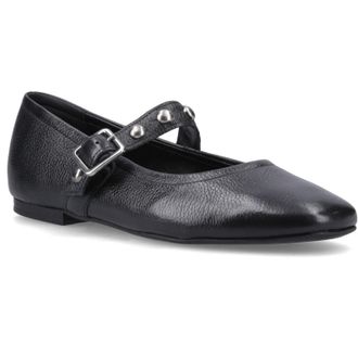 Hush Puppies Charlene Stud Ballerina Leder Damen Schwarz Flachschuhe