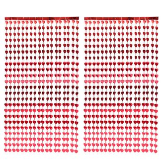 Lurrose 2 St&uuml;ck Valentinstag H&auml;ngeornamente aus Pet Herzf&ouml;rmiger T&uuml;rvorhang in Rot Festival Dekoration f&uuml;r T&uuml;ren Fenster und W&auml;nde