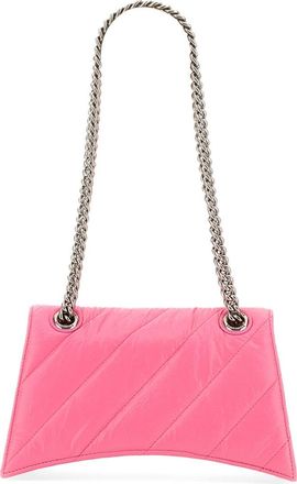Balenciaga Womens Shoulder Bag Crush Pink Leather