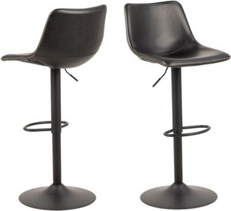 DRAWER Drawer - Tabouret de bar réglable en simili et métal H61-83cm - Noir - anartia