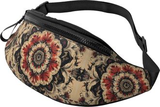 Generic Multifunktionale Brusttasche Schwarzer Druck G&uuml;rteltasche Brusttasche Umh&auml;ngetaschen F&uuml;r Camping Outdoor Reisen 14X35Cm