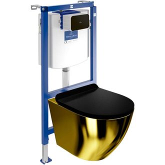 Domino Villeroy&boch wc Set mit Vorwandelement, Wand-WC und Sp&uuml;lknopf