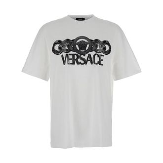 Versace Wei&szlig;es T-Shirt mit Medusa-Kopf-Print - - Tops - Herren - Wei&szlig; - S