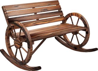 Liberte Chaise &agrave; deux places en bois avec accoudoirs pour le jardin et le balcon, marron