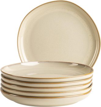 Mäser Serie Cordelia, Desserteller Set für 6 Personen aus hochwertigem Steinzeug, 6-teiliges Tafelservice, unregelmäßige Geschirr Formen; Steinzeug, Sand