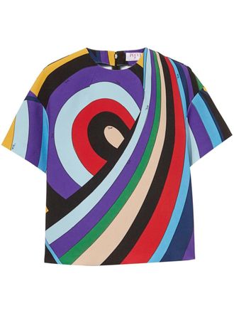 Pucci haut en tulle &agrave; imprim&eacute; Iride - Bleu