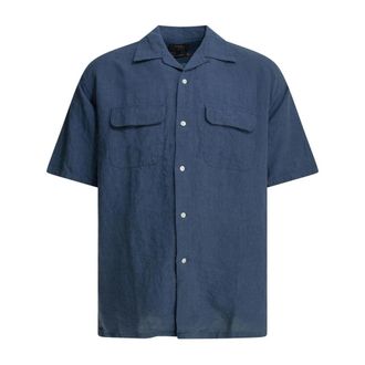 Beams Plus L&auml;ssiges Leinenhemd - - Shirts - Herren - Blau - L