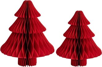 Generic Waben-Weihnachtsbaumdekoration, 3D-Papierb&auml;ume, Herzst&uuml;ck (Rot S und L)