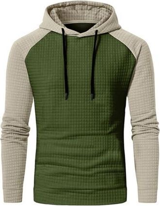 Generic Sweat &agrave; capuche l&eacute;ger uni pour homme - Automne et hiver - Tendance - D&eacute;contract&eacute; - &Agrave; carreaux - Manches longues - Pour entra&icirc;nement int&eacute;rieur et ext&eacute;r