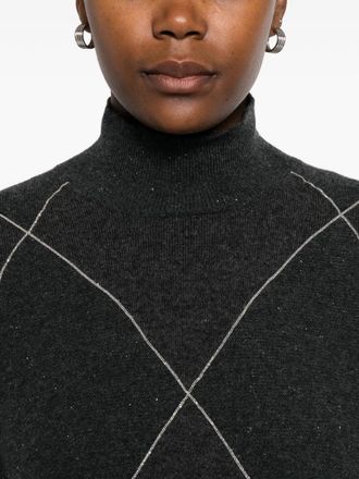PESERICO Womens Diamond-Pattern High-Neck Sweater Aw25 W