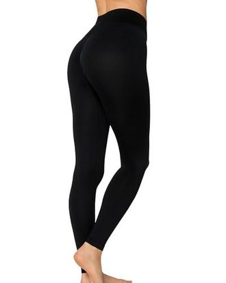 Nur Die Scrunch Nahtlose & Blickdichte Highwaist Leggings Breiter Bund Figurformend an Po Und Taille Dehnbar Push Up, Noir, L Femme