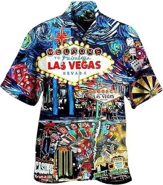 Keephen TangoDS Poker Impression 3D Chemise &agrave; Boutons Chemise Hawaiienne Femmes Hommes Cool Taille Large &Eacute;t&eacute; Manches Courtes Chemise