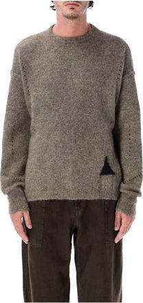 Roa Dropstitch Mohair Strickpullover mit Rundhalsausschnitt - - Sport - Herren - Beige - S