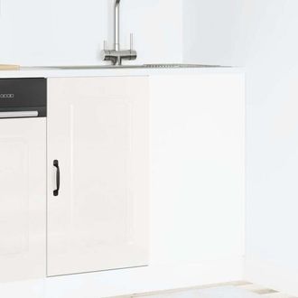 vidaXL Vidaxl - Armoire de cuisine Kalmar blanc brillant bois ing&eacute;nierie