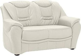 Cavadore Cavadore 2-Sitzer Bansa mit Federkern / Polstercouch in Leder / 148 x 94 x 95 / Echtleder Weiß